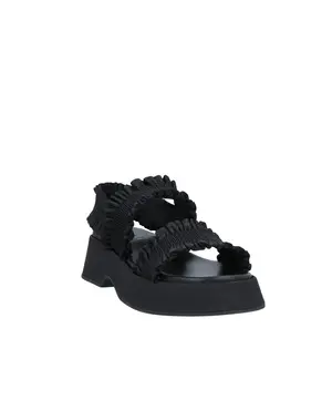 GANNI Fashion Versatile Solid Color Satin Mule Sandals