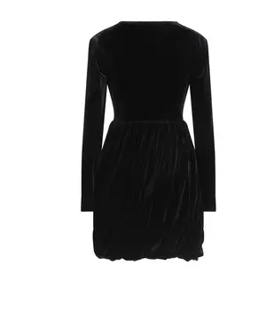 GANNI Fashion Solid Color V-neck Long Sleeve Dress