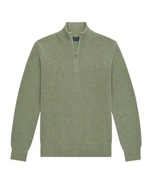 Polo Ralph Lauren Half-zip Waffle-knit Cotton Jumper - Green