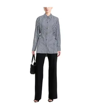 GANNI Long-sleeved Striped Shirt - Gray