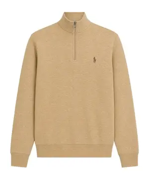 Polo Ralph Lauren Half-zip Logo-embroidered Jersey Sweatshirt - Nude