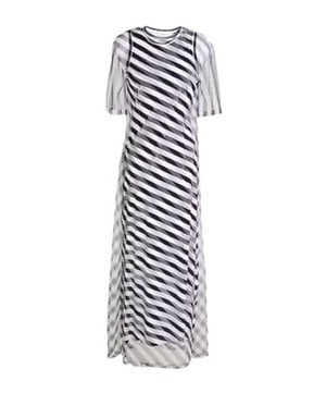 Sportmax Fitted Striped Tulle Dress - Gray