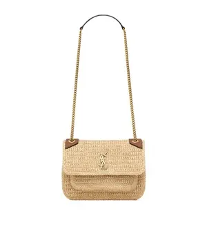 Saint Laurent Niki Mini In Raffia With Chain Strap