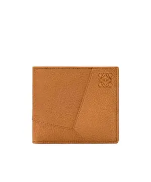 Loewe Puzzle Bifold Coin Wallet In Supple Grained Calfskin - Brown