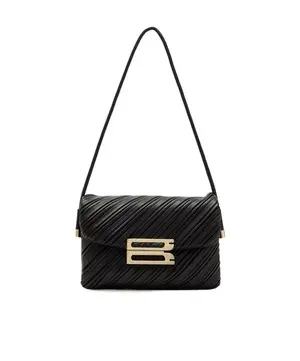 Victoria Beckham Dorian Textured Leather Shoulder Bag - Black