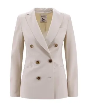 SEMICOUTURE Double-breasted V-neck Blazer With Cuff Buttons