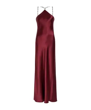 Staud Cadence Embellished Satin Maxi Dress - Red