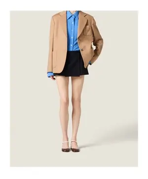 Miu Miu Single-breasted Camel Hair Blazer With Embroidered Logo