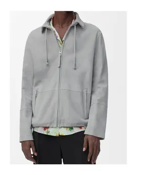 Loewe Long-sleeved Leather Jacket - Light Gray