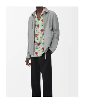 Loewe Long-sleeved Leather Jacket - Light Gray