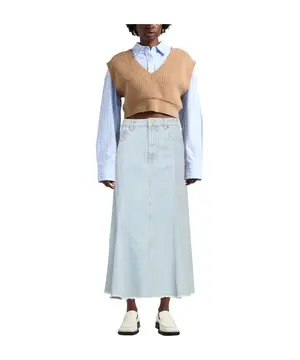 GANNI Light-colored Denim Midi Skirt