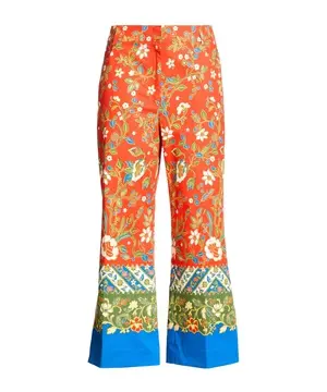 Tory Burch Straight Leg Floral Print Trousers