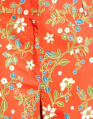 Tory Burch Straight Leg Floral Print Trousers