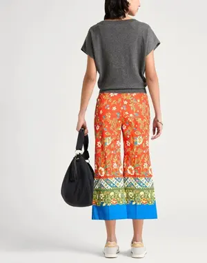 Tory Burch Straight Leg Floral Print Trousers