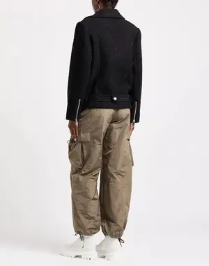 GANNI Bouclé Biker Jacket With Belt - Black