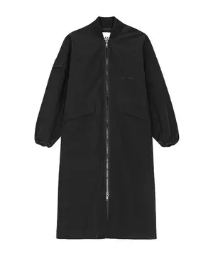 GANNI Seersucker Zipped Parka - Black