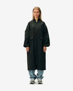 GANNI Seersucker Zipped Parka - Black