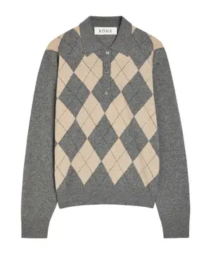 RÓHE Wool-blend Polo Jumper - Gray