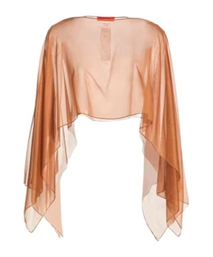 MAXCO. Max&co. Metallic Crepe Cape Effect Blouse - Nude