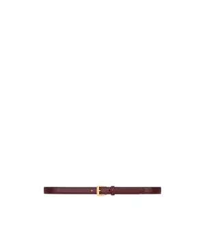 Saint Laurent Trapezoid Thin Belt In Grained Leather - Red