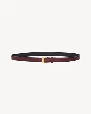 Saint Laurent Trapezoid Thin Belt In Grained Leather