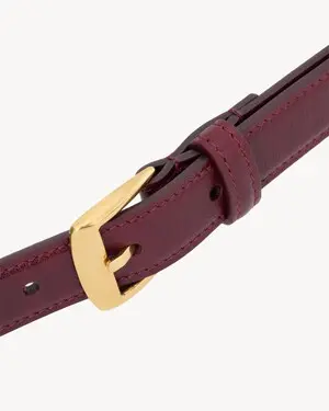 Saint Laurent Trapezoid Thin Belt In Grained Leather