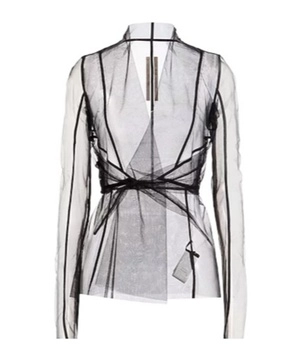 Rick Owens Solid Color Mesh Long Sleeve Top - White