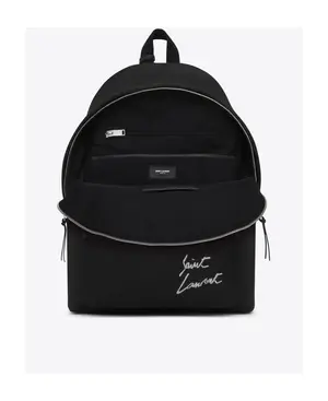 Saint Laurent City Logo-embroidered Cotton Backpack