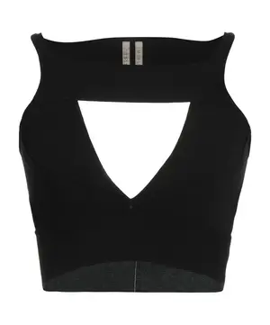 Rick Owens Sleeveless Deep V-neck Cropped Knit Top - Black
