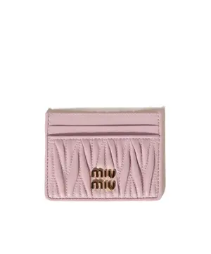 Miu Miu Matelassé Nappa Leather Card Holder - Pink