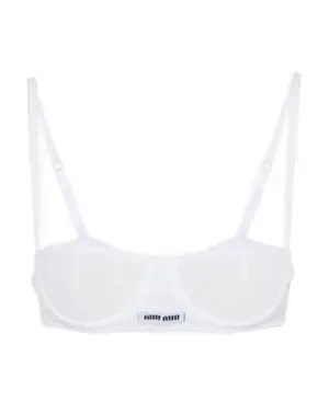 Miu Miu Ribbed Knit Demi Bra - White