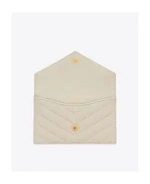 Saint Laurent Cassandre Matelassé Fragments Flap Card Case In Quilted Lambskin