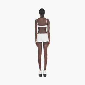 Miu Miu Ribbed Knit Boxer Shorts With Jacquard Logo - White