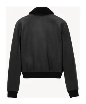 Saint Laurent Long-sleeved Leather Jacket With Patch Pockets
