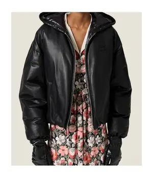 Miu Miu Padded Nappa Leather Hooded Jacket