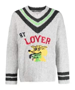 ERL Embroidered V-neck Jumper