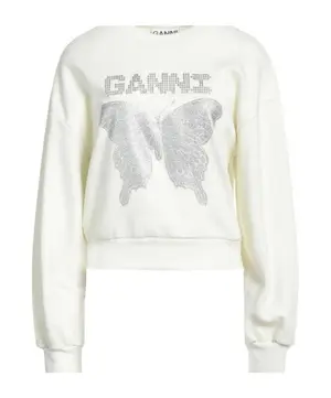 GANNI Solid-color Suede Sweatshirt - White