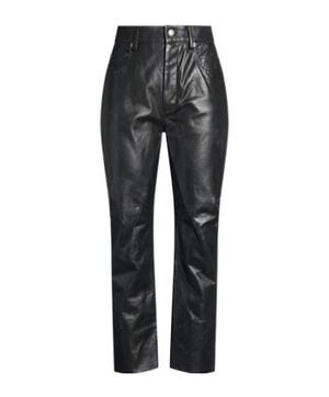Rick Owens Solid Color Leather Pants - Black