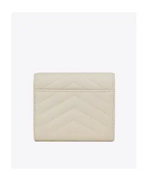 Saint Laurent Cassandre Matelassé Compact Tri Fold Wallet In Quilted Lambskin