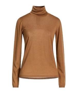 Max Mara Solid Lightweight Wool Turtleneck Sweater - Brown
