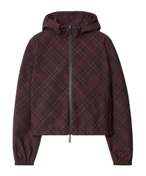 Burberry Cropped Reversible Check Hooded Jacket