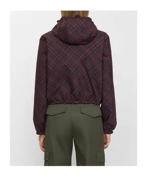 Burberry Cropped Reversible Check Hooded Jacket