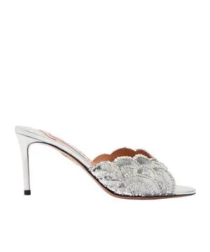 AQUAZZURA Metallic Embellished High-heeled Sandals - White