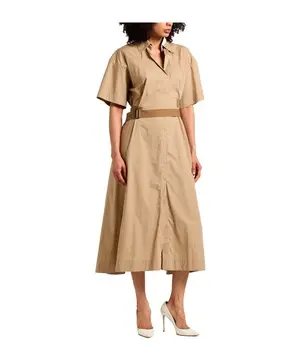 Brunello Cucinelli Flared Poplin Dress With Belt
