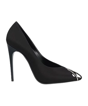 Saint Laurent Rhinestone Pointed-toe Open-toe High Heels - Black