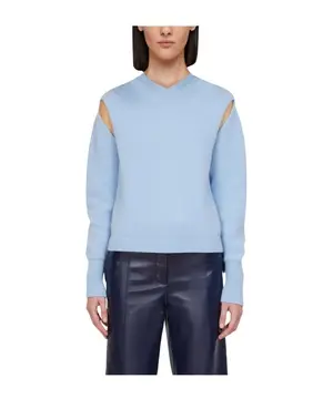 FERRAGAMO Layered Cashmere Sweater - Light Blue
