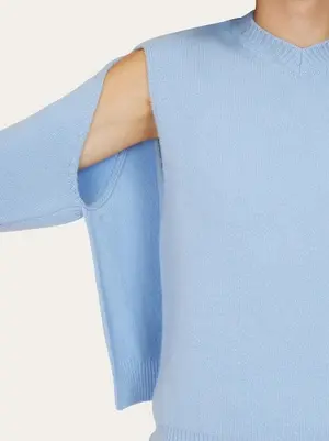 FERRAGAMO Layered Cashmere Sweater - Light Blue