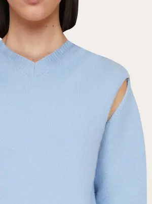 FERRAGAMO Layered Cashmere Sweater - Light Blue