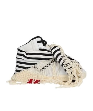 Saint Laurent High-top Leather Sneakers With Decorative Scarf - Nude