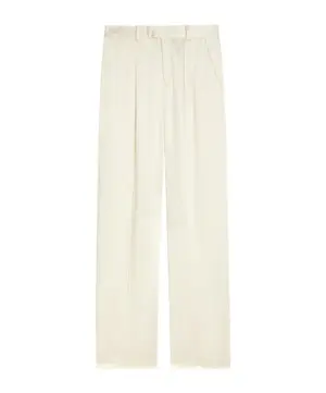 SELF-PORTRAIT Straight-leg Satin Trousers - White